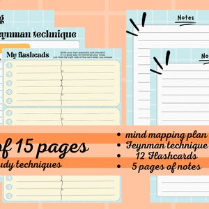Study Planner Techniques, Notes, Plans and More - Etsy