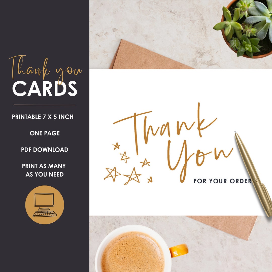 Thank You Printable Card, Instant Download PDF, Card Template, Simple ...