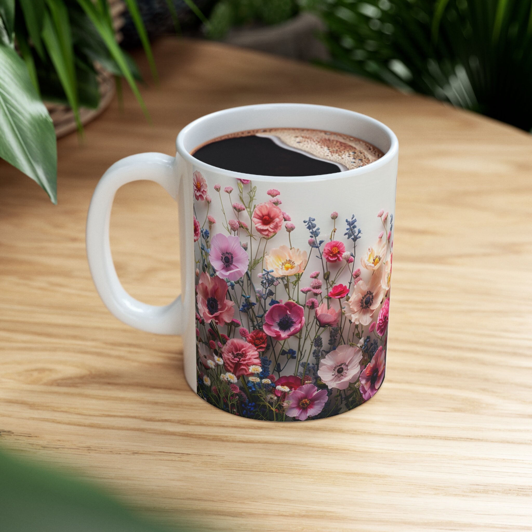 Coffee Mug, Pressed Flowers Mug, Boho Wildflowers Cottagecore Coffee ...