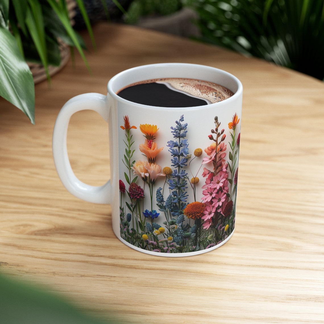 Coffee Mug, Pressed Flowers Mug, Boho Wildflowers Cottagecore Coffee ...
