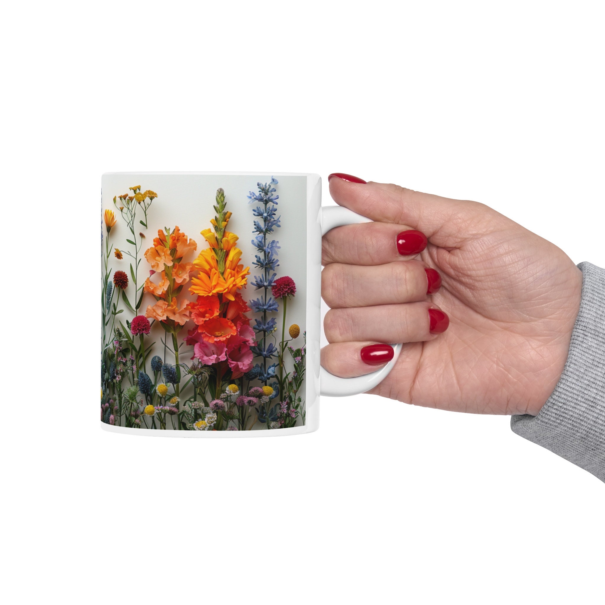 Coffee Mug, Pressed Flowers Mug, Boho Wildflowers Cottagecore Coffee ...