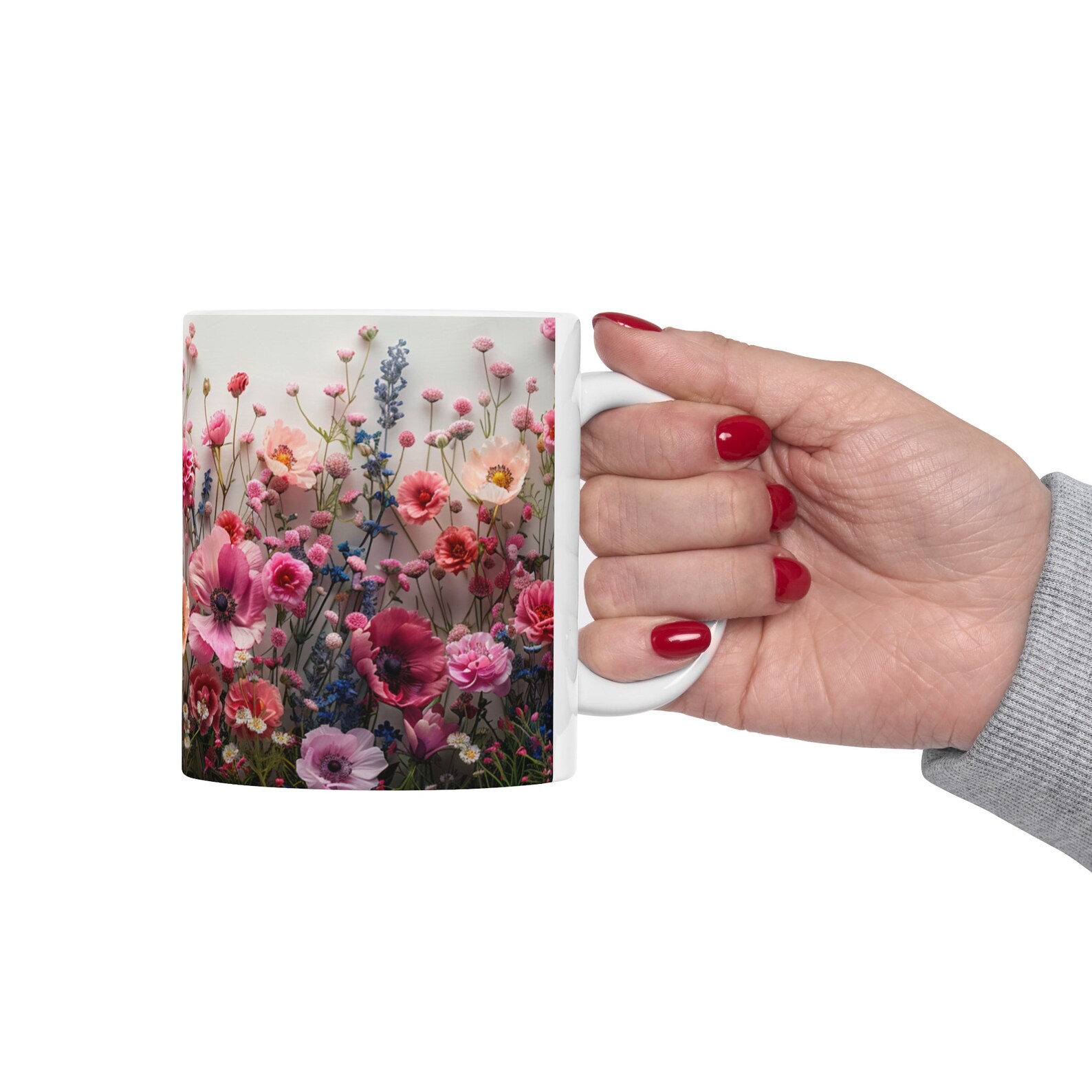 Coffee Mug, Pressed Flowers Mug, Boho Wildflowers Cottagecore Coffee ...