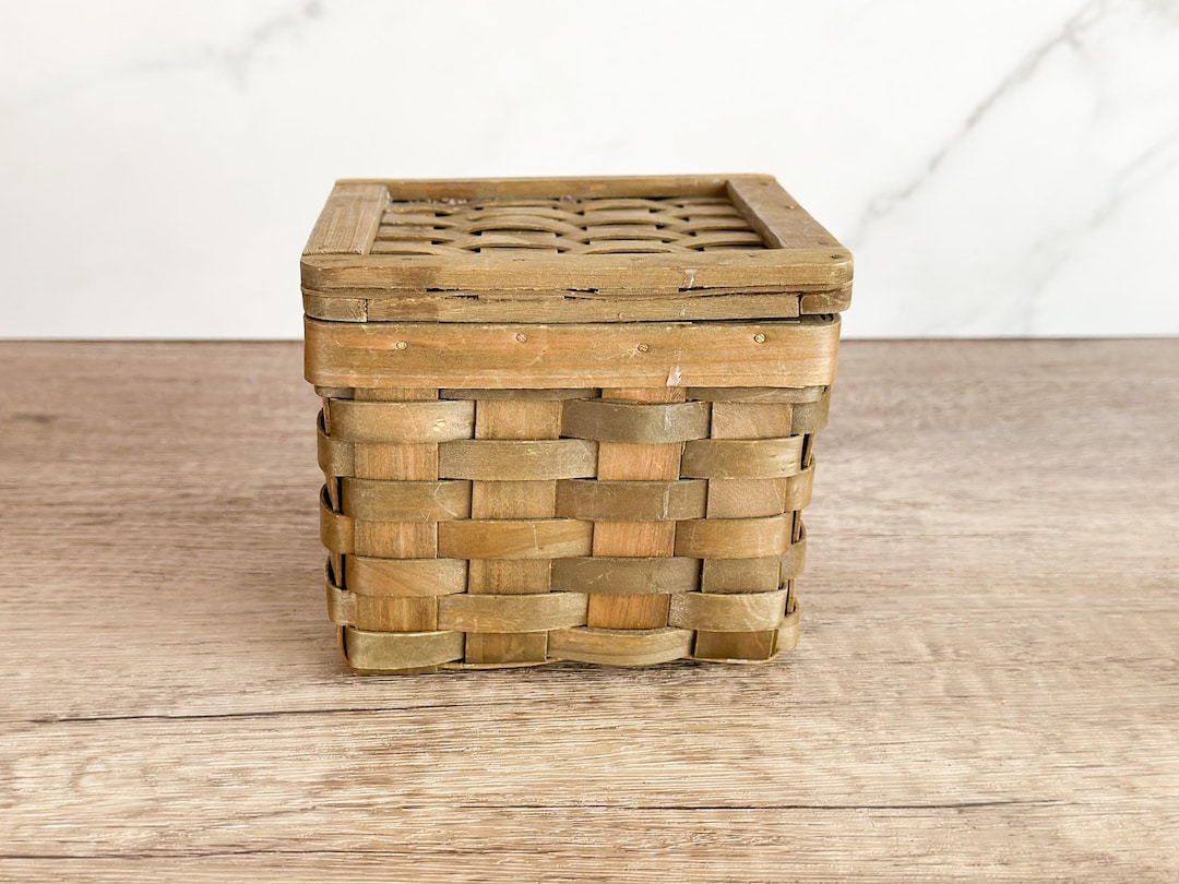 Square Basket With Hinged Lid - Etsy