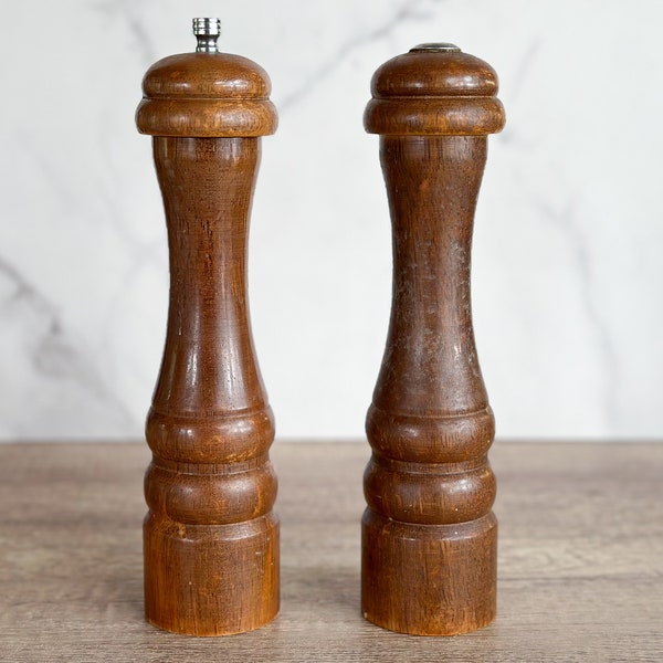 Tall Wooden Salt and Pepper Shakers - Etsy