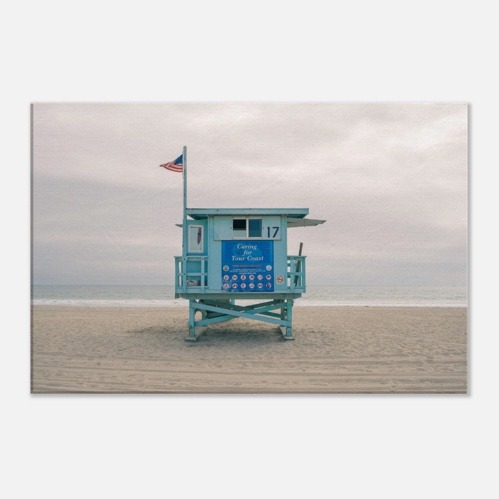 Beach Lifeguard Tower Photo Print, Canvas Wall Art, Santa Monica ...