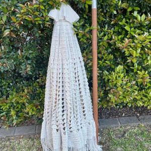 BOHO Macrame Crochet Umbrella Bamboo Frame Outdoor Beach Style Umbrella ...