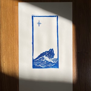 Unbreakable. Original Linocut in Blue. Handmade & Handprinted Linocut ...