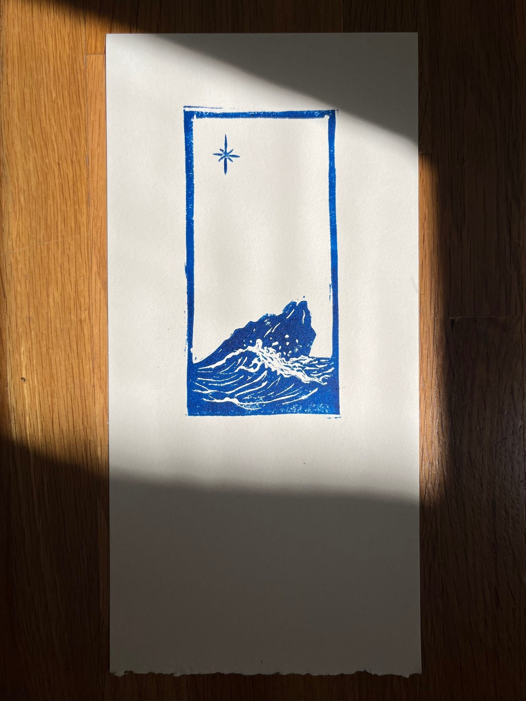 Unbreakable. Original Linocut in Blue. Handmade & Handprinted Linocut ...