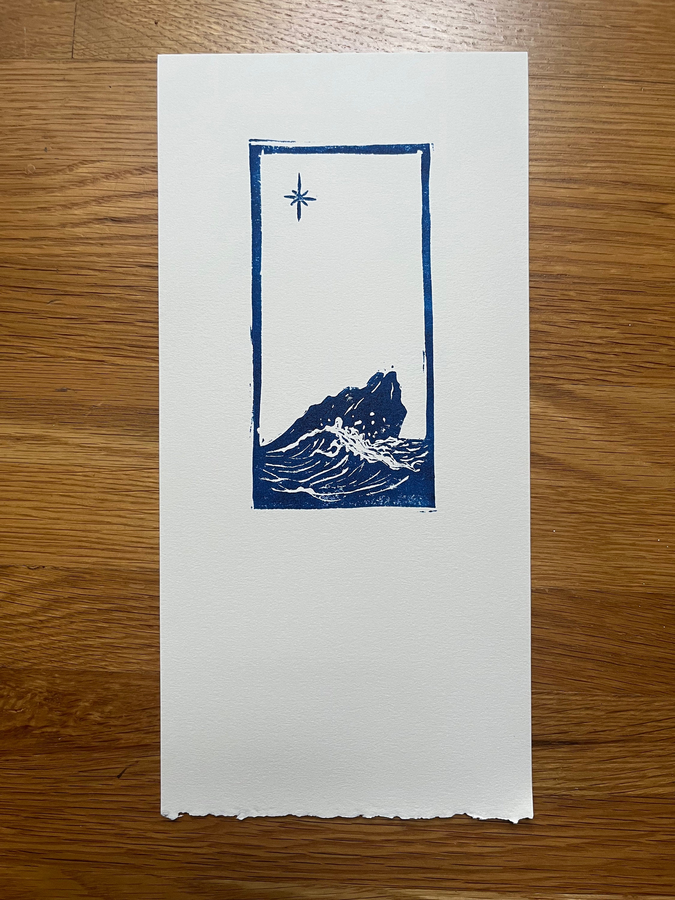 Unbreakable. Original Linocut in Blue. Handmade & Handprinted Linocut ...