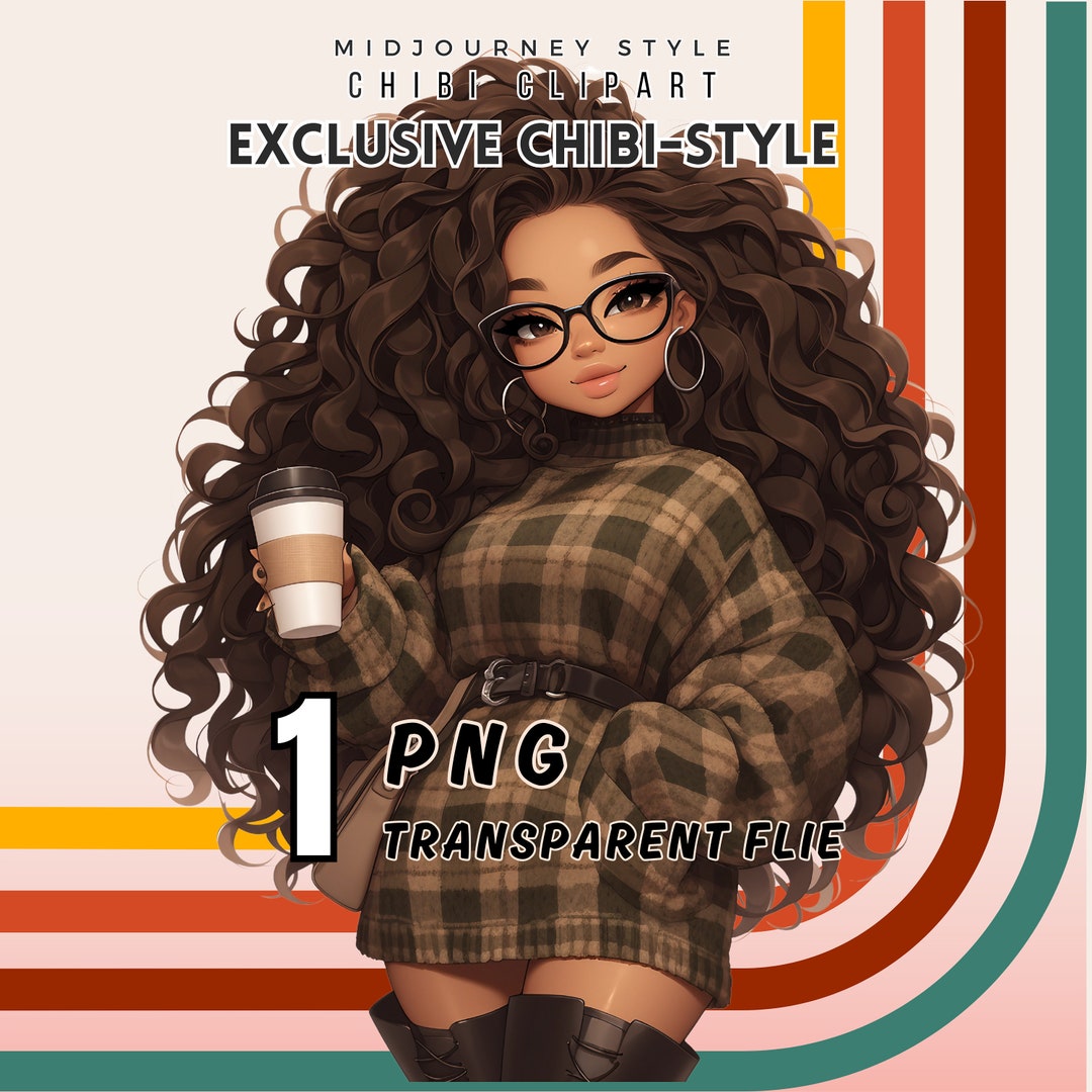 Exclusive Chibi-style Fashion Clipart African American Chibi ...