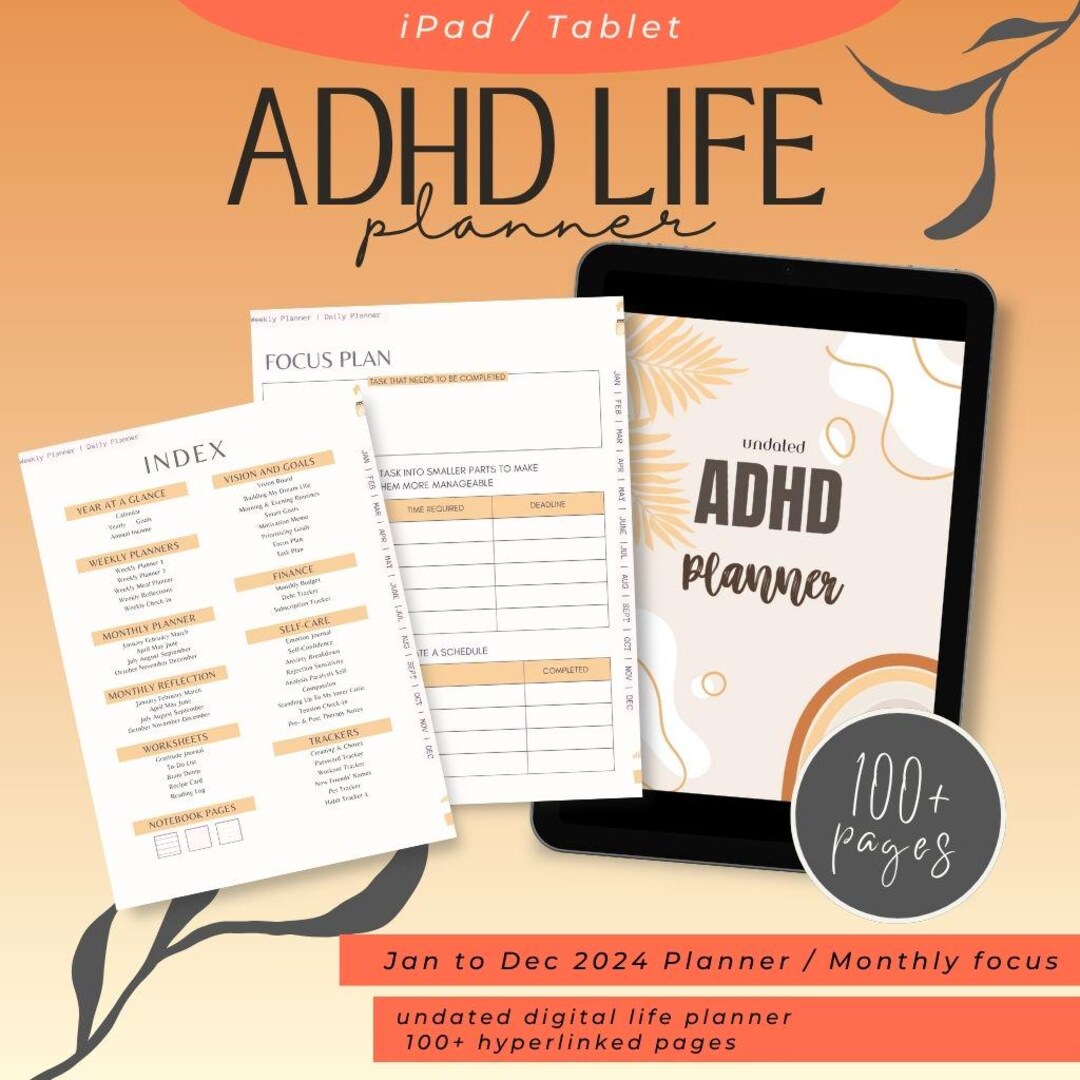 Worksheets Therapy Undated ADHD Planner: Daily Focus & Habit Tracker - Etsy