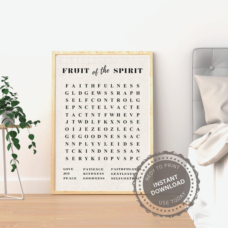 Fruit of the Spirit Word Search: Sunday School Bible Game - Etsy