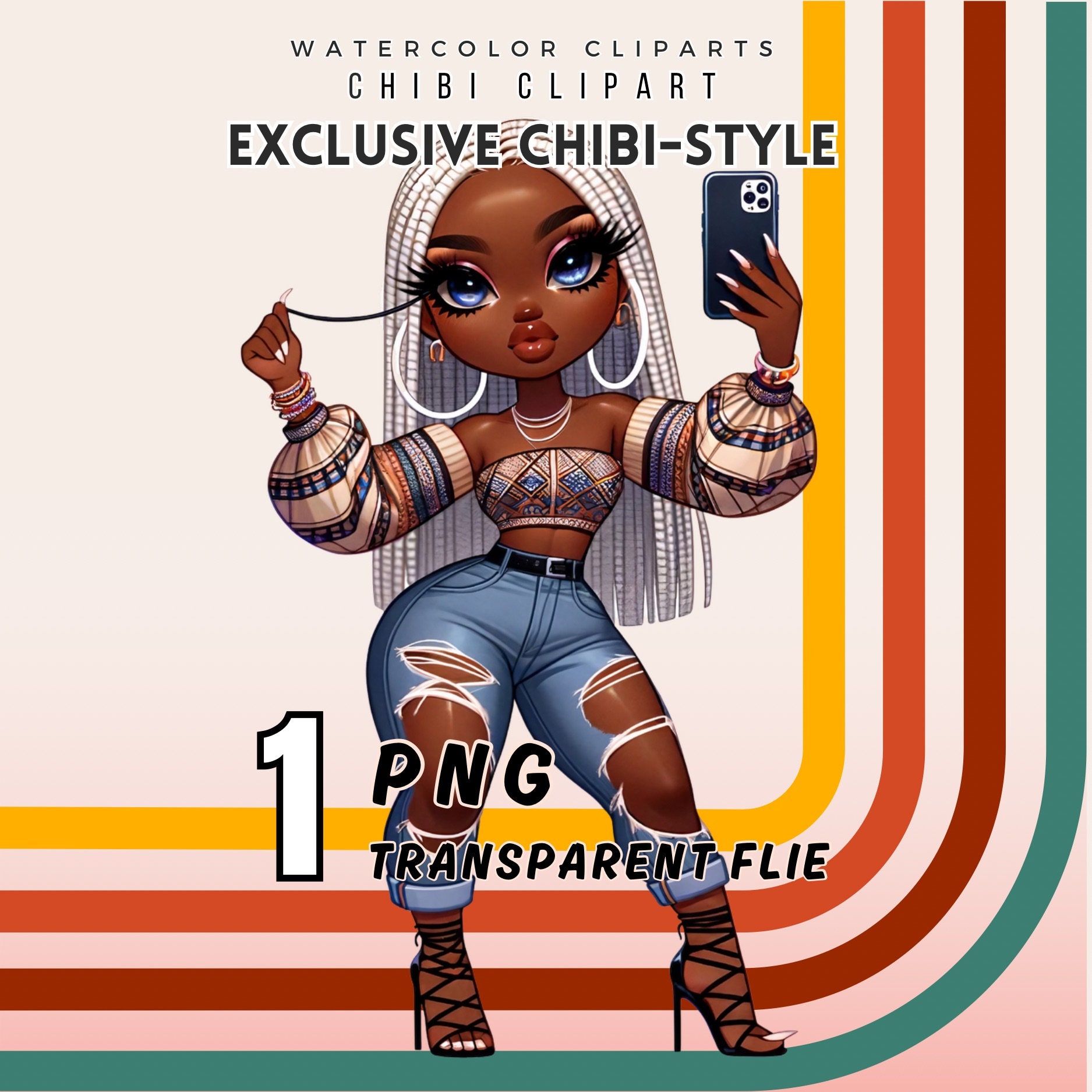 Exclusive Chibi-style Fashion Clipart African American Chibi ...