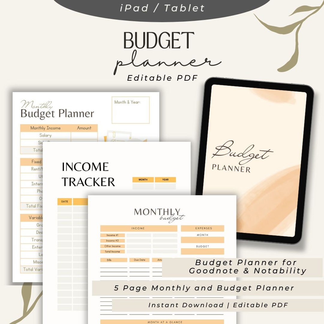 Editable Budget Planner for Tablet-friendly PDF, Financial Tracker for ...