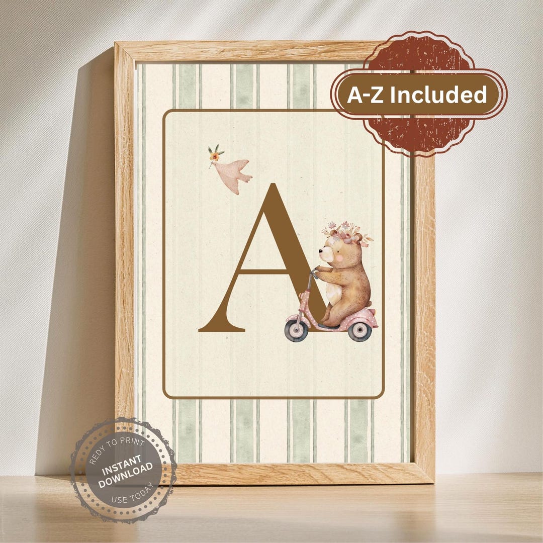 Vintage Woodland Alphabet Print: Cottagecore Nursery Decor - Etsy