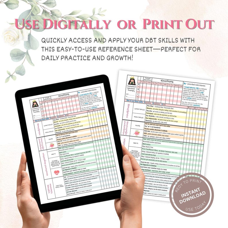 DBT Skills Tracker & Diary Card – Weekly Mental Health Log for ...