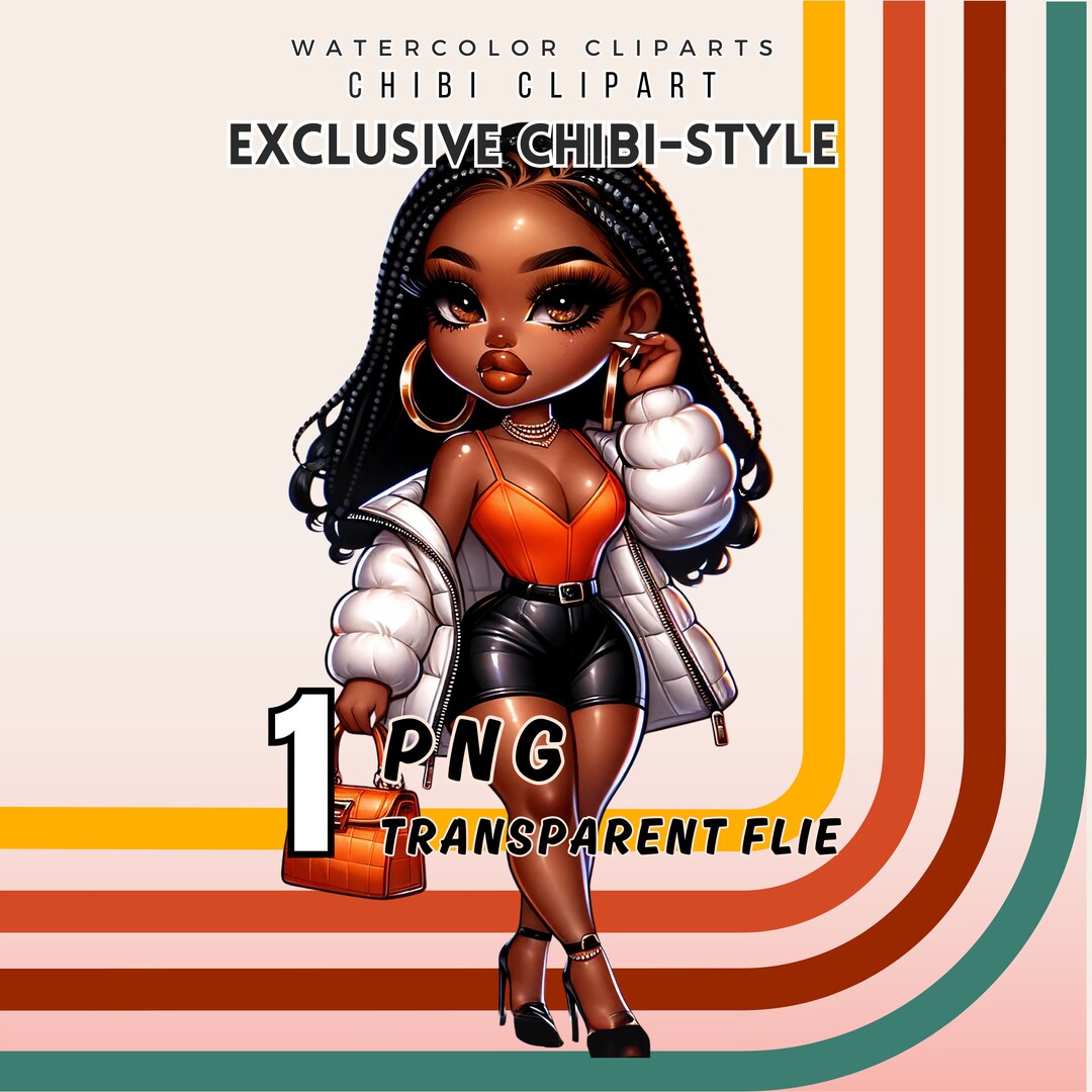 Exclusive Chibi-style Fashion Clipart African American Chibi ...