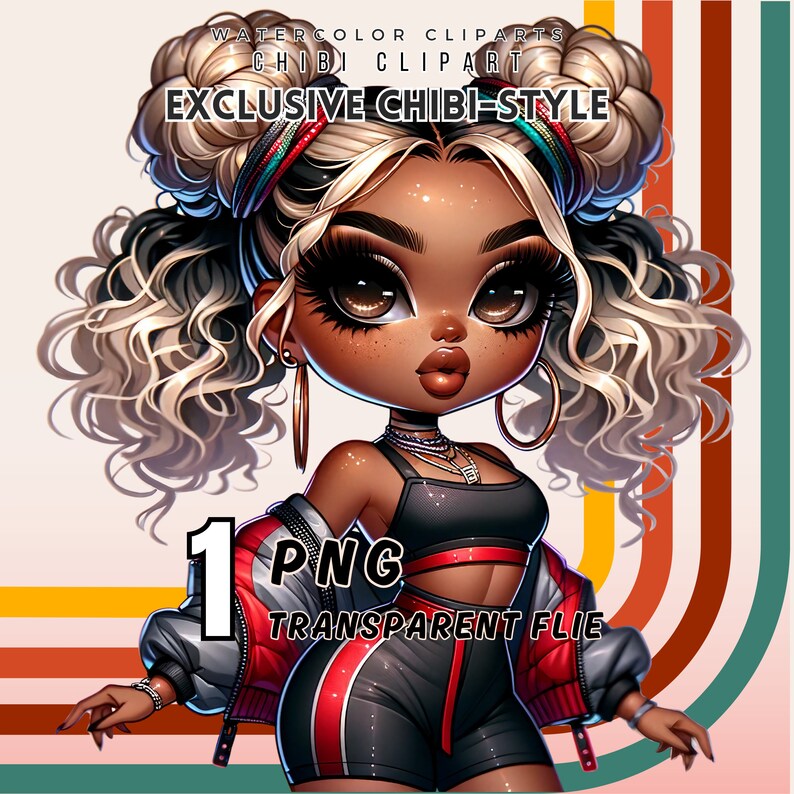 Exclusive Chibi-style Fashion Clipart African American Chibi ...