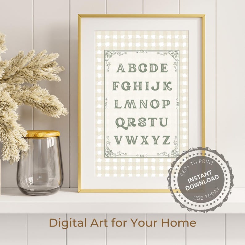 Sage Green Alphabet Print: Vintage Nursery Wall Art - Etsy