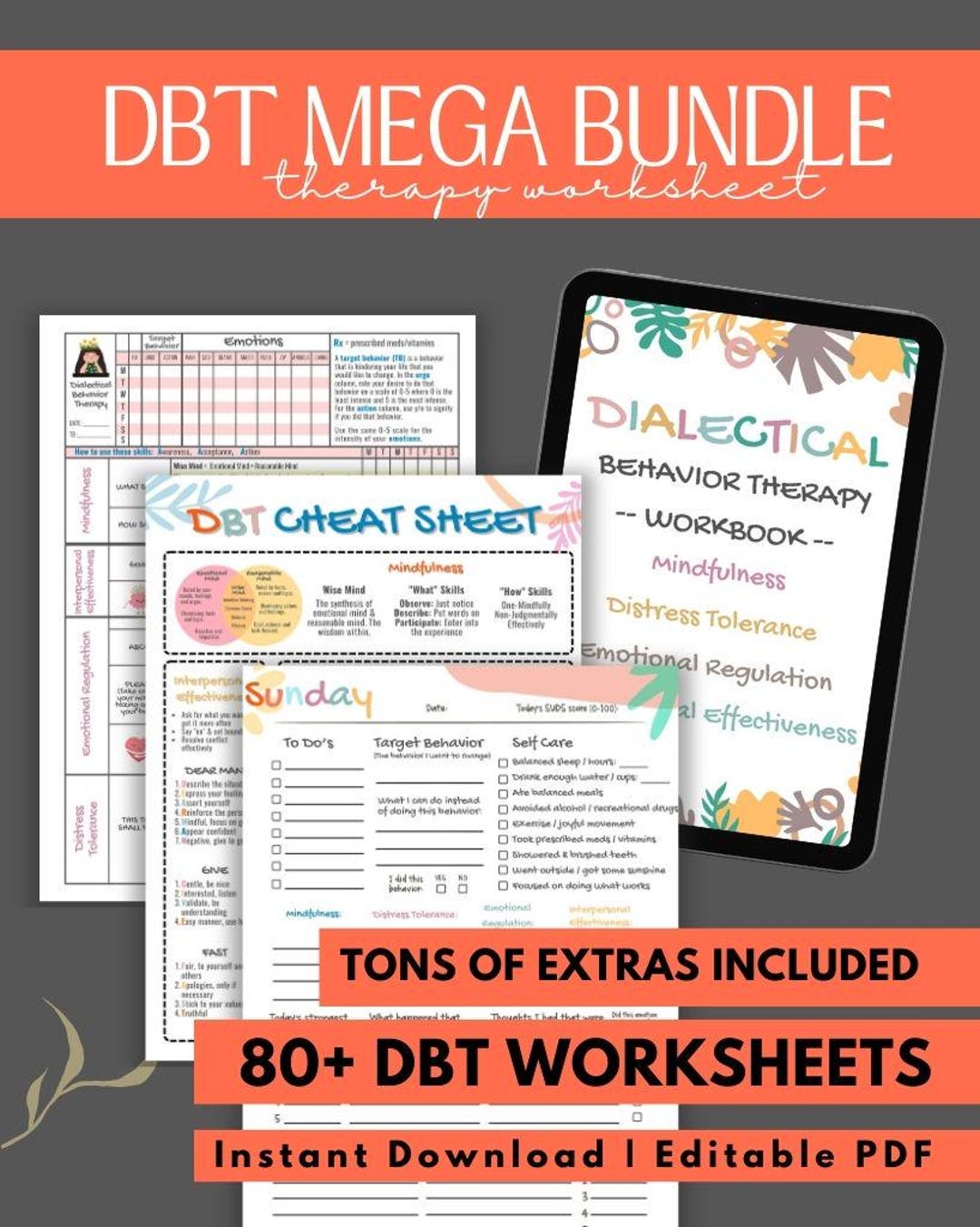 Worksheets Therapy DBT Mega Bundle: 80+ Therapy Worksheets & Tools - Etsy