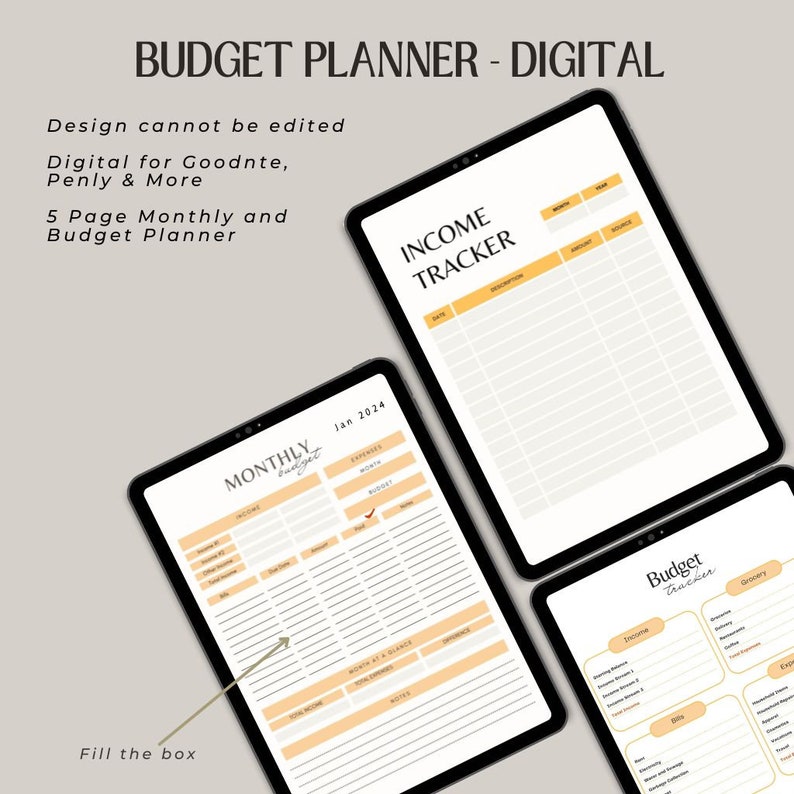 Editable Budget Planner for Tablet-friendly PDF, Financial Tracker for ...
