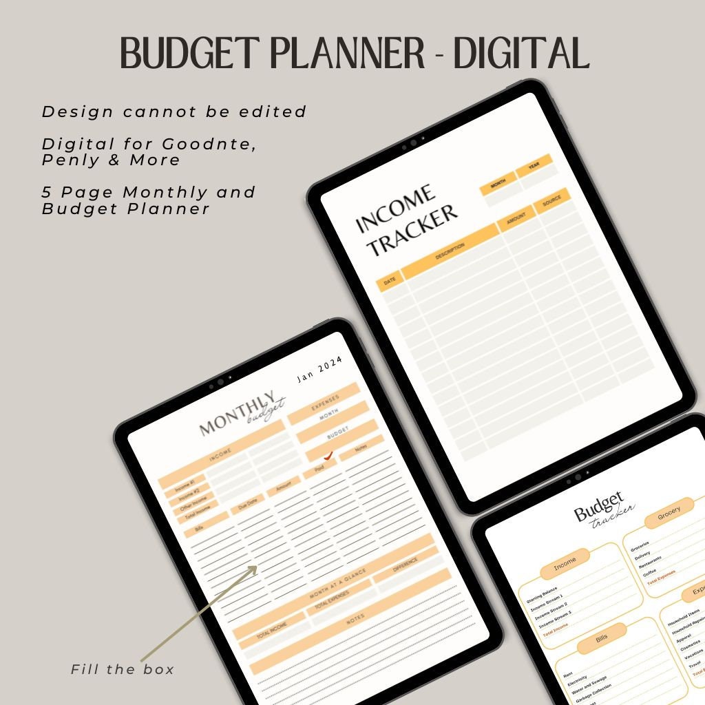 Editable Budget Planner for Tablet-friendly PDF, Financial Tracker for ...