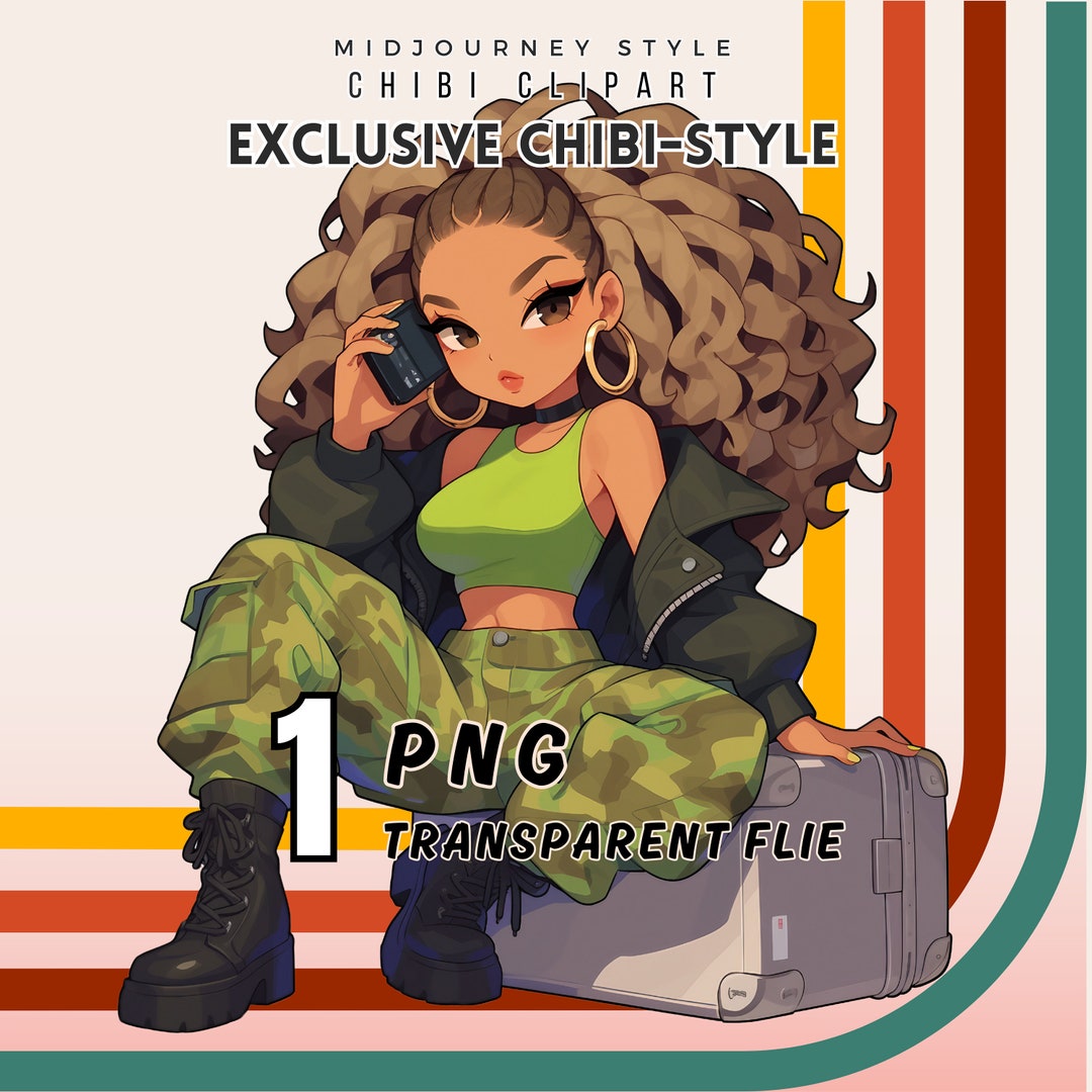 Exclusive Chibi-style Fashion Clipart African American Chibi ...