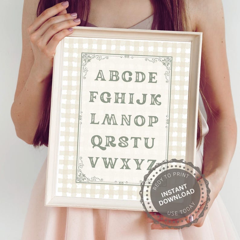 Sage Green Alphabet Print: Vintage Nursery Wall Art - Etsy