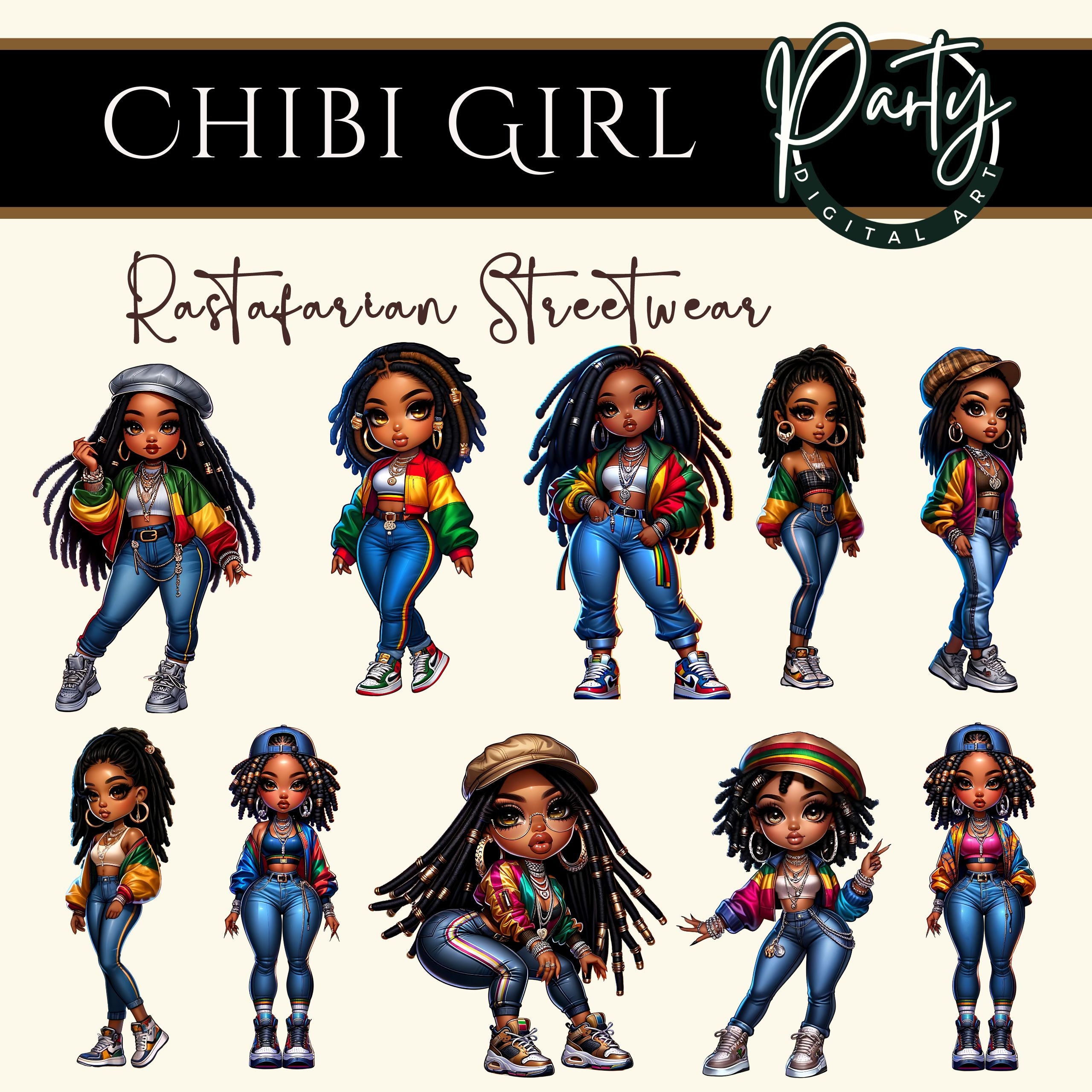 Rastafarian Chibi-style Fashion Clipart, African American Chibi ...