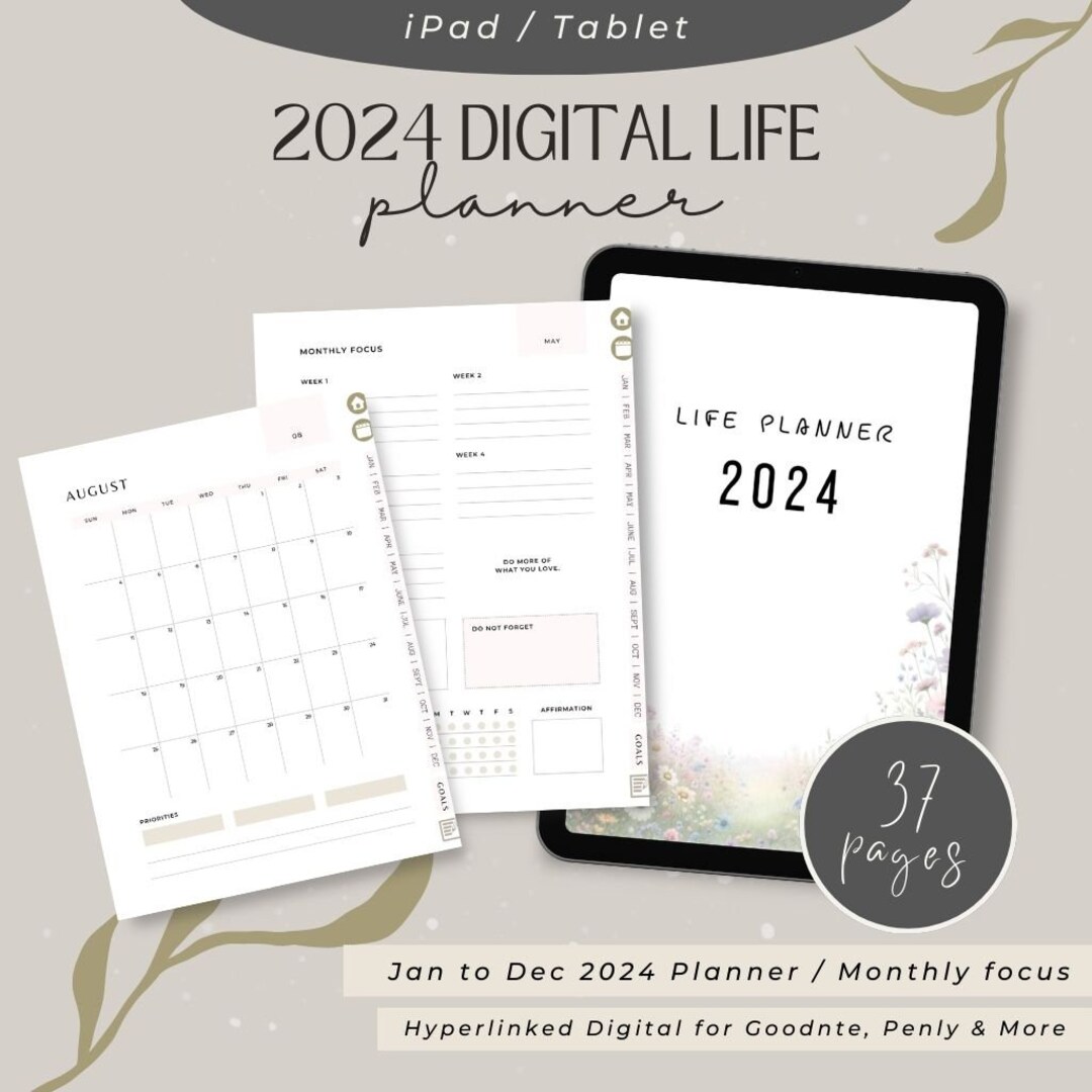 2024 Digital Planner, 2024 Planner, Dated Planner for 2024, Hyperlinked ...