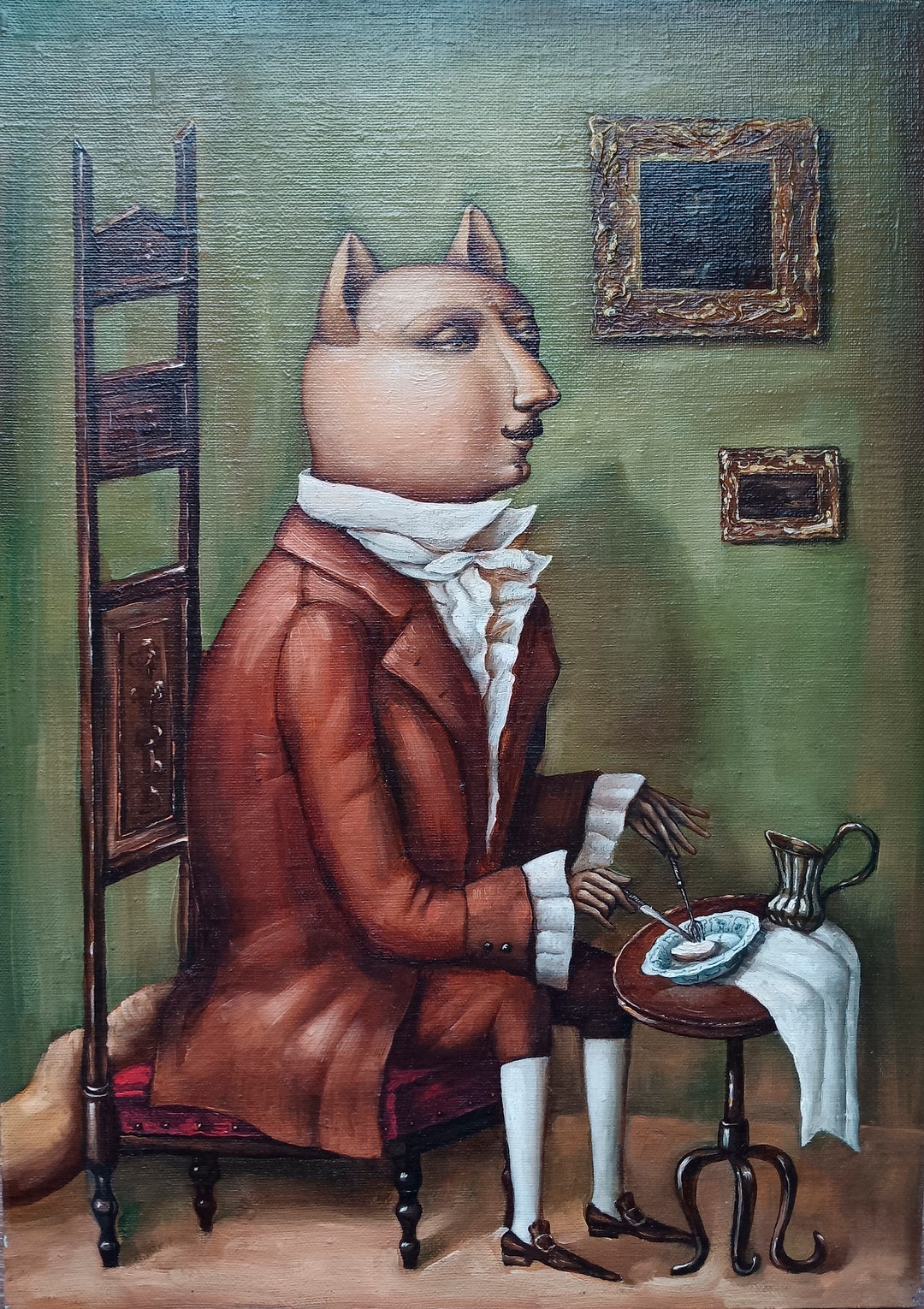 Original ART aristocrat's Breakfast Angela Jerich Oil Painting on ...