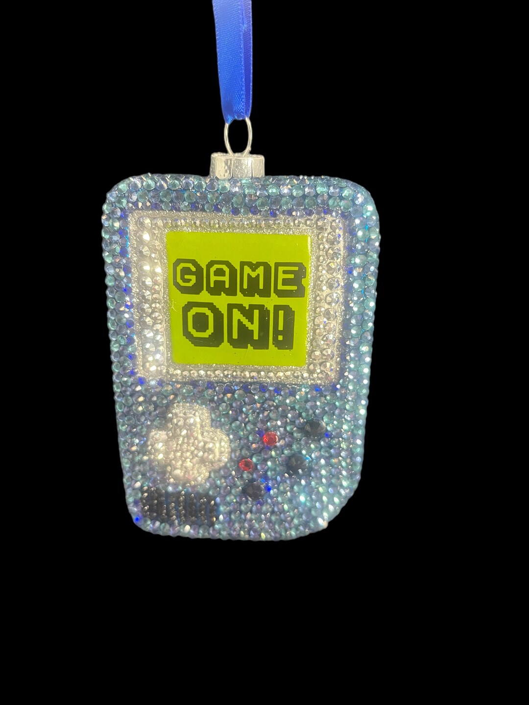 Bedazzled Rhinestone Bling Game on Console Ornament: Playful Holiday ...