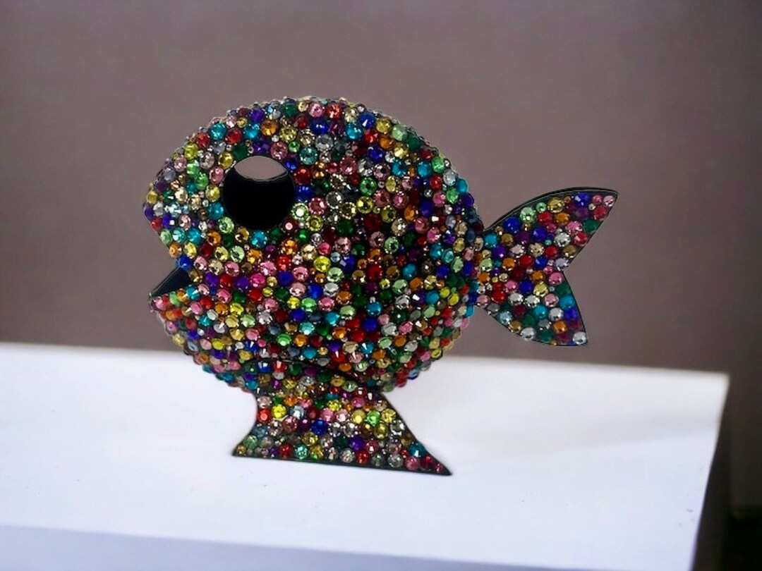 Art Deco Bling Fish: Rhinestone Rainbow Fish Home Accent - Etsy