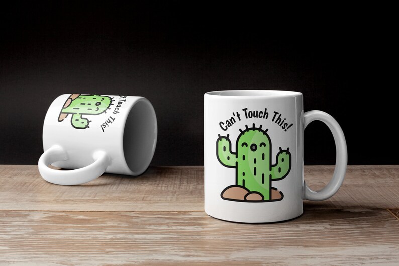 Cute Cactus Coffee Mug, Cant Touch This, Cactus Cartoon Mug, Funny ...