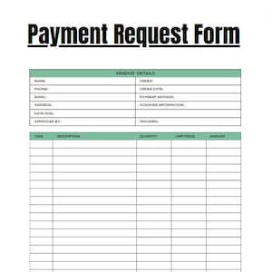 Payment Request Form - Digitally Fillable or Printable - Etsy