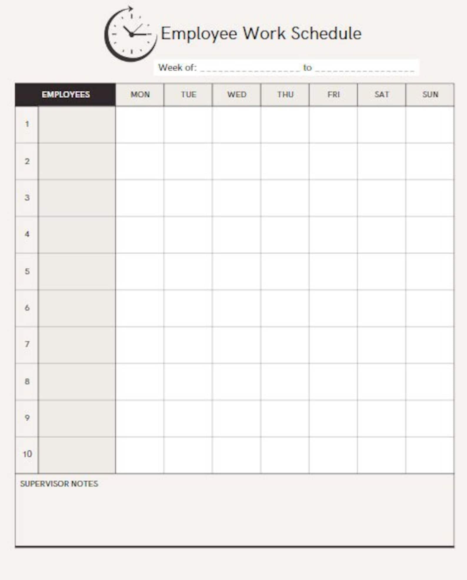 Employee Schedule Template/fillable - Etsy