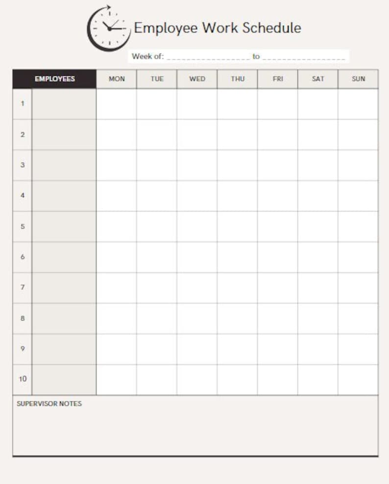 Employee Schedule Template/fillable - Etsy