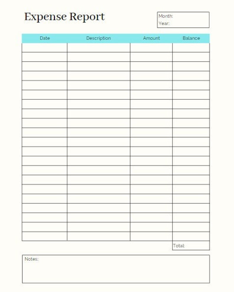 Expense Report - Digitally Fillable or Printable - Etsy