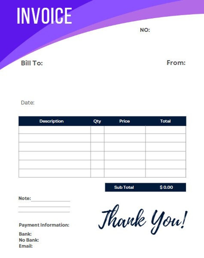 Invoice - Includes Printable and Digitally Fillable Copies - Etsy