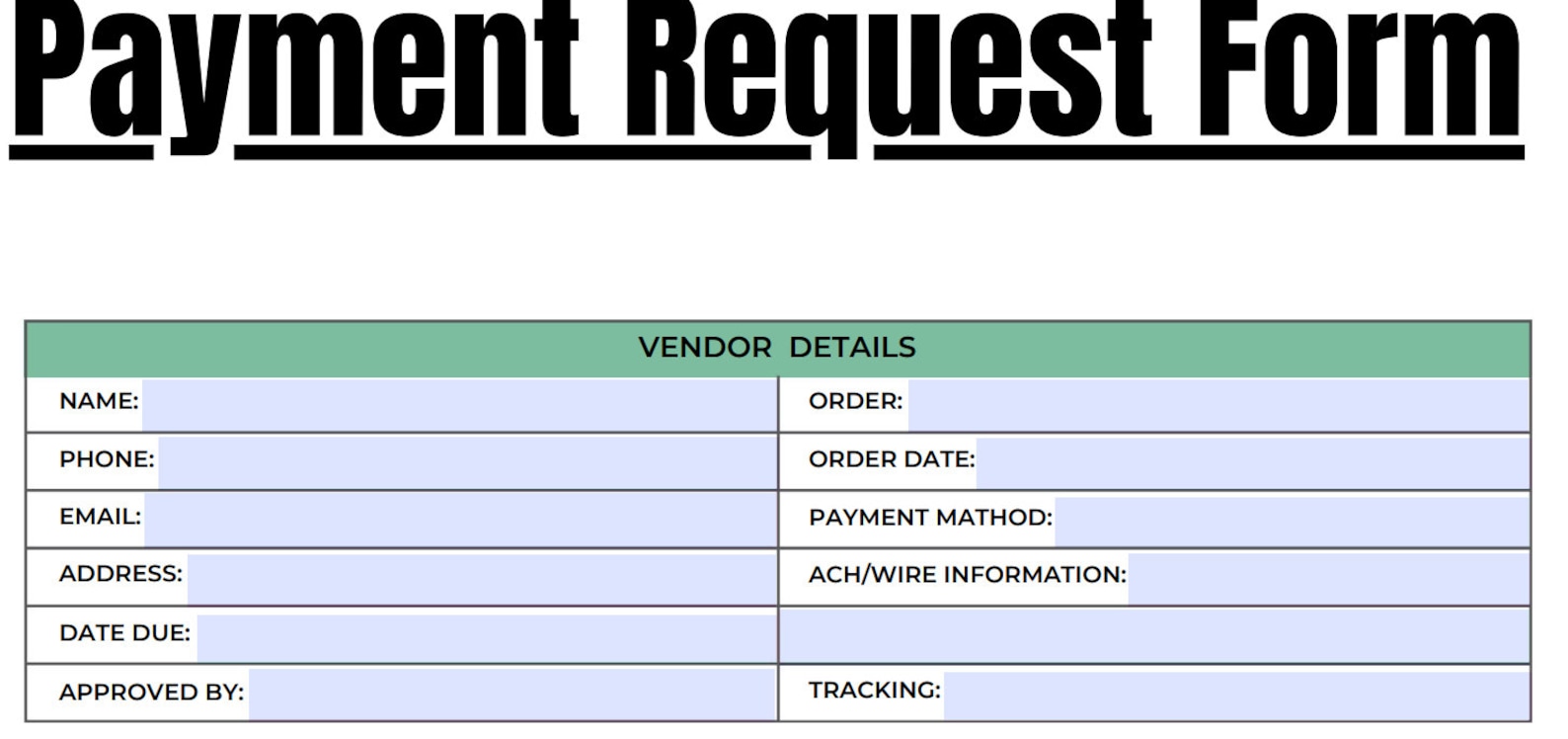 Payment Request Form - Digitally Fillable or Printable - Etsy