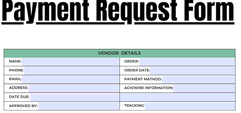 Payment Request Form - Digitally Fillable or Printable - Etsy