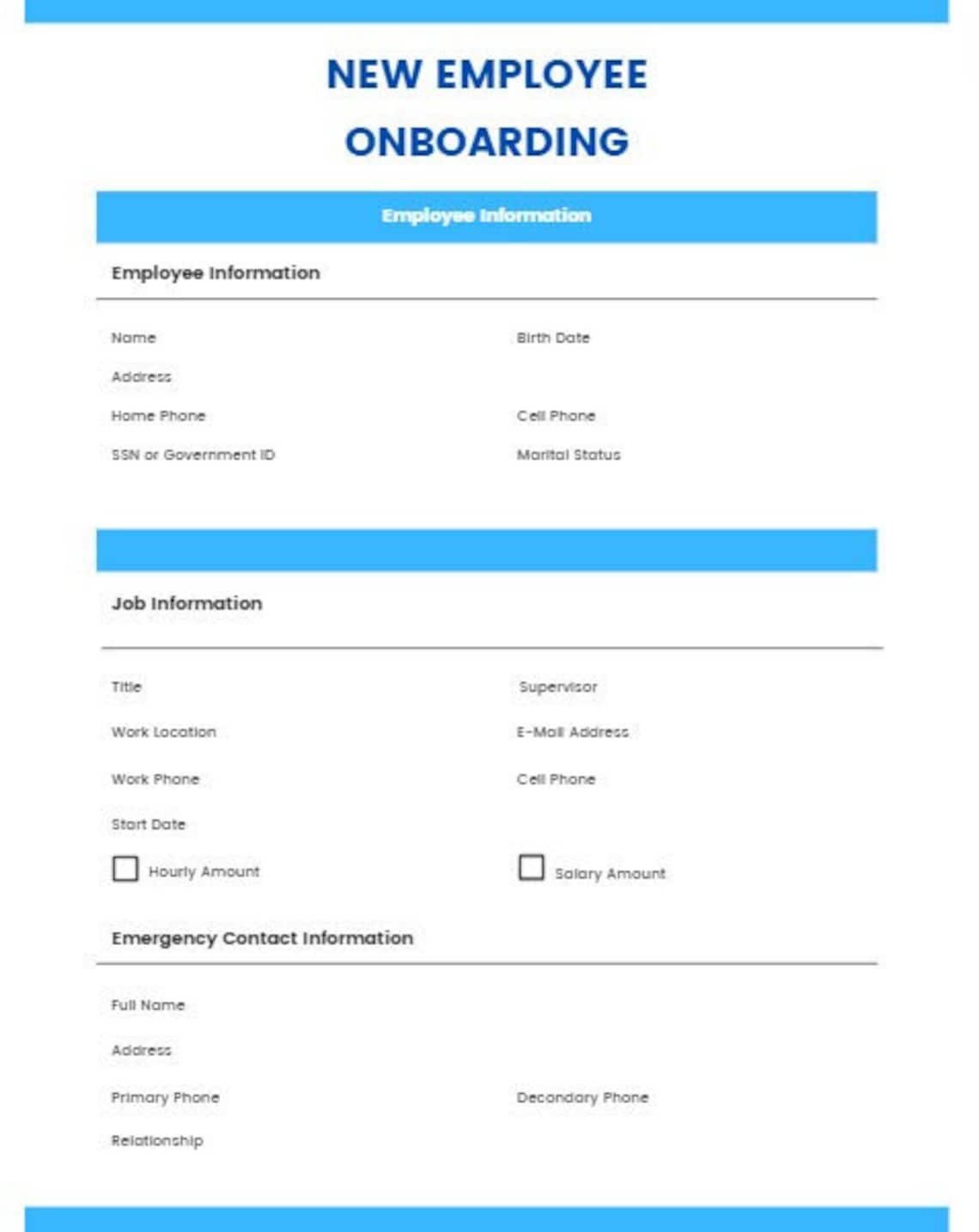 New Hire Information Packet/fillable - Etsy