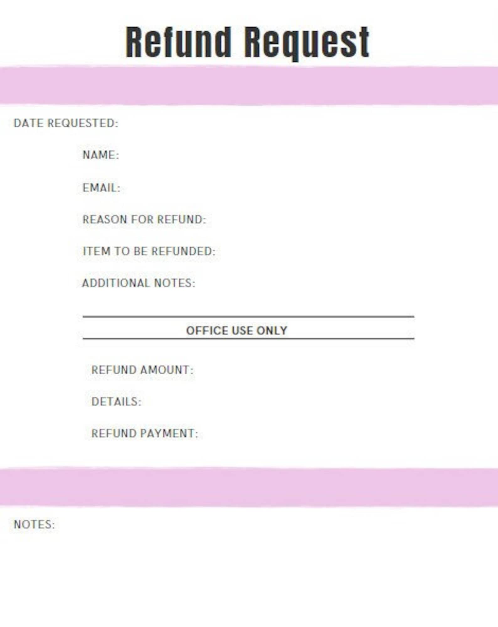 Fillable and Printable Refund Request Form - Etsy