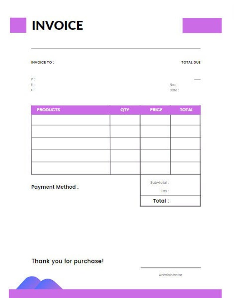 Digitally Fillable Invoice - Etsy