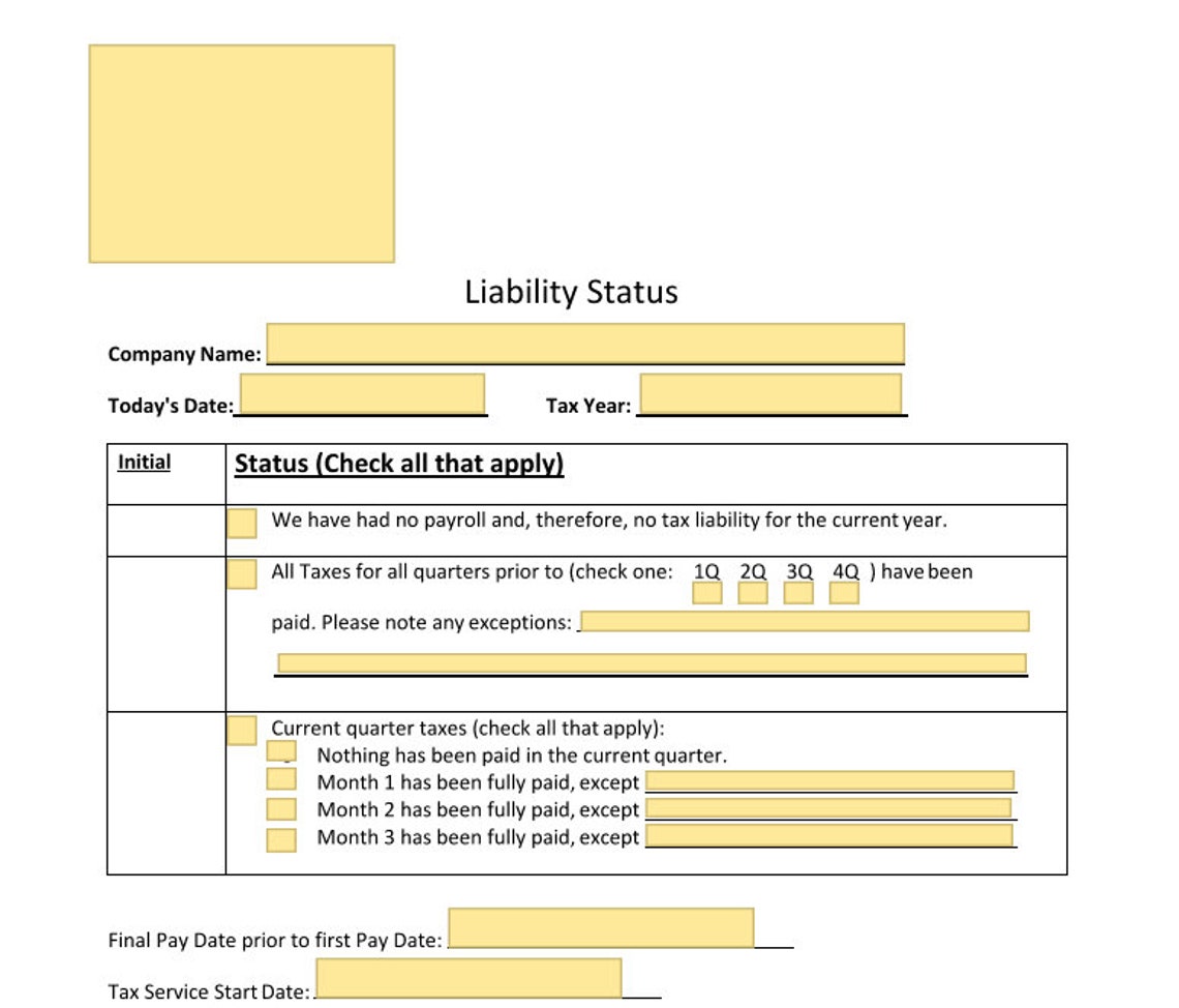 Fillable Tax Liability Status Template - Etsy