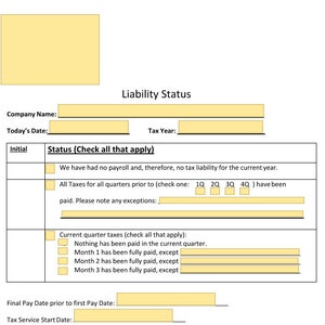Fillable Tax Liability Status Template - Etsy