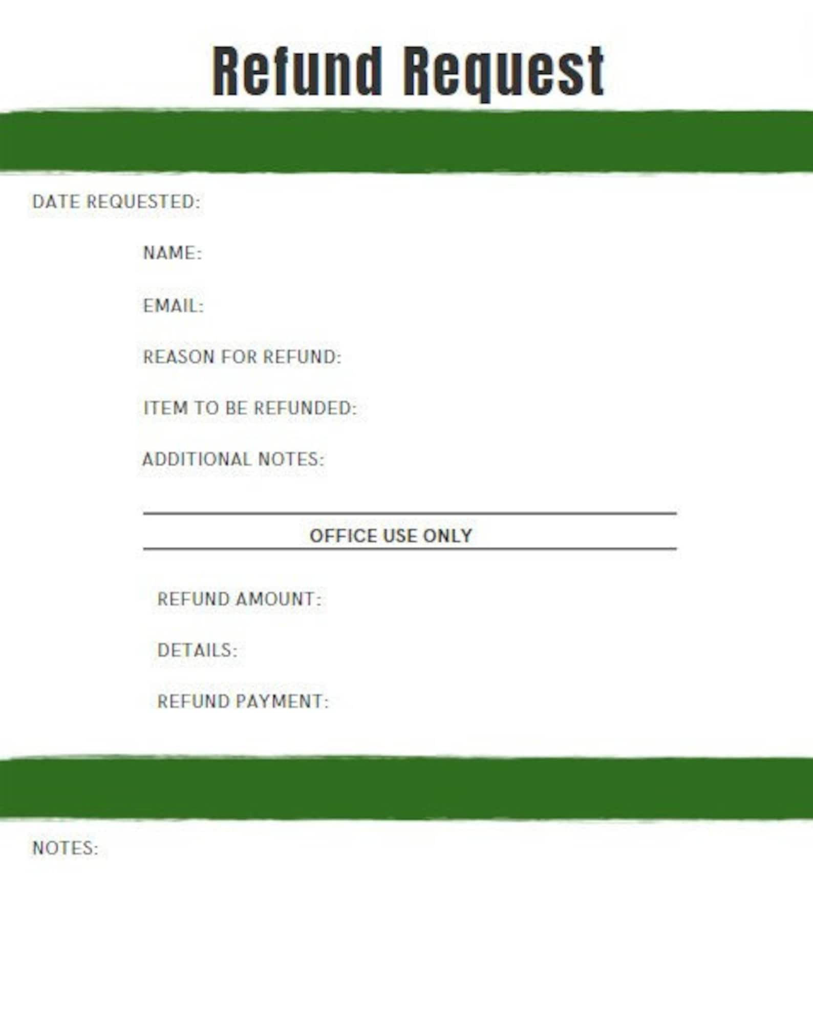 Fillable Refund Request - Etsy