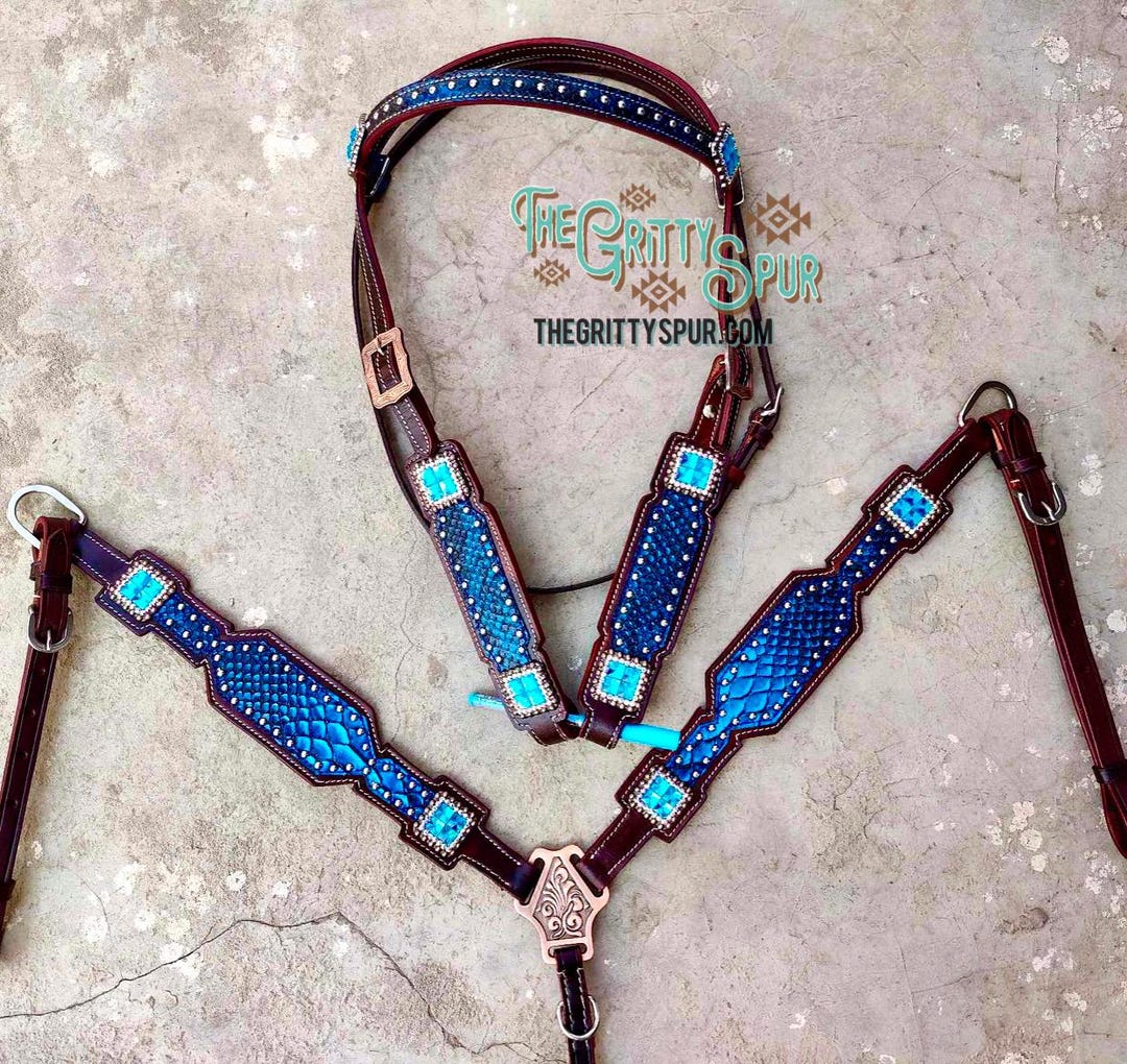 MADE to ORDER Blue Gator Tack Set- Choose One Ear or Browband - Etsy