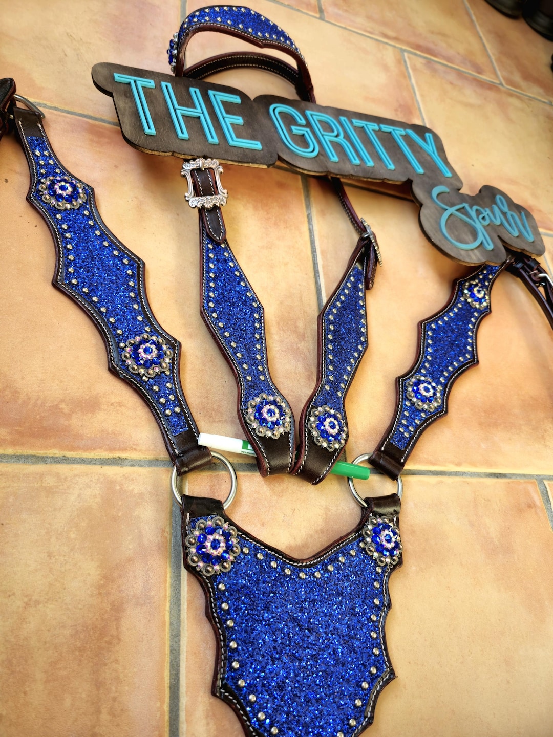 Blue Glitter Gladiator Style Tack Set - Etsy