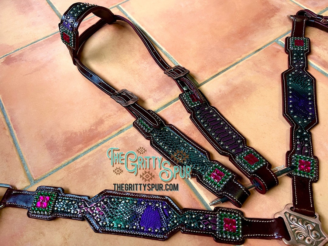 Snake Skin Style Purple, Pink, Blue Gladiator Tack Set - Etsy